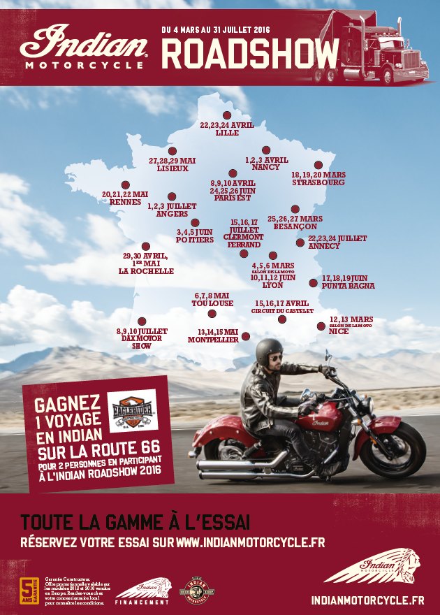 Le Roadshow Indian / Victory Motorcycle repart sur les routes en 2016.